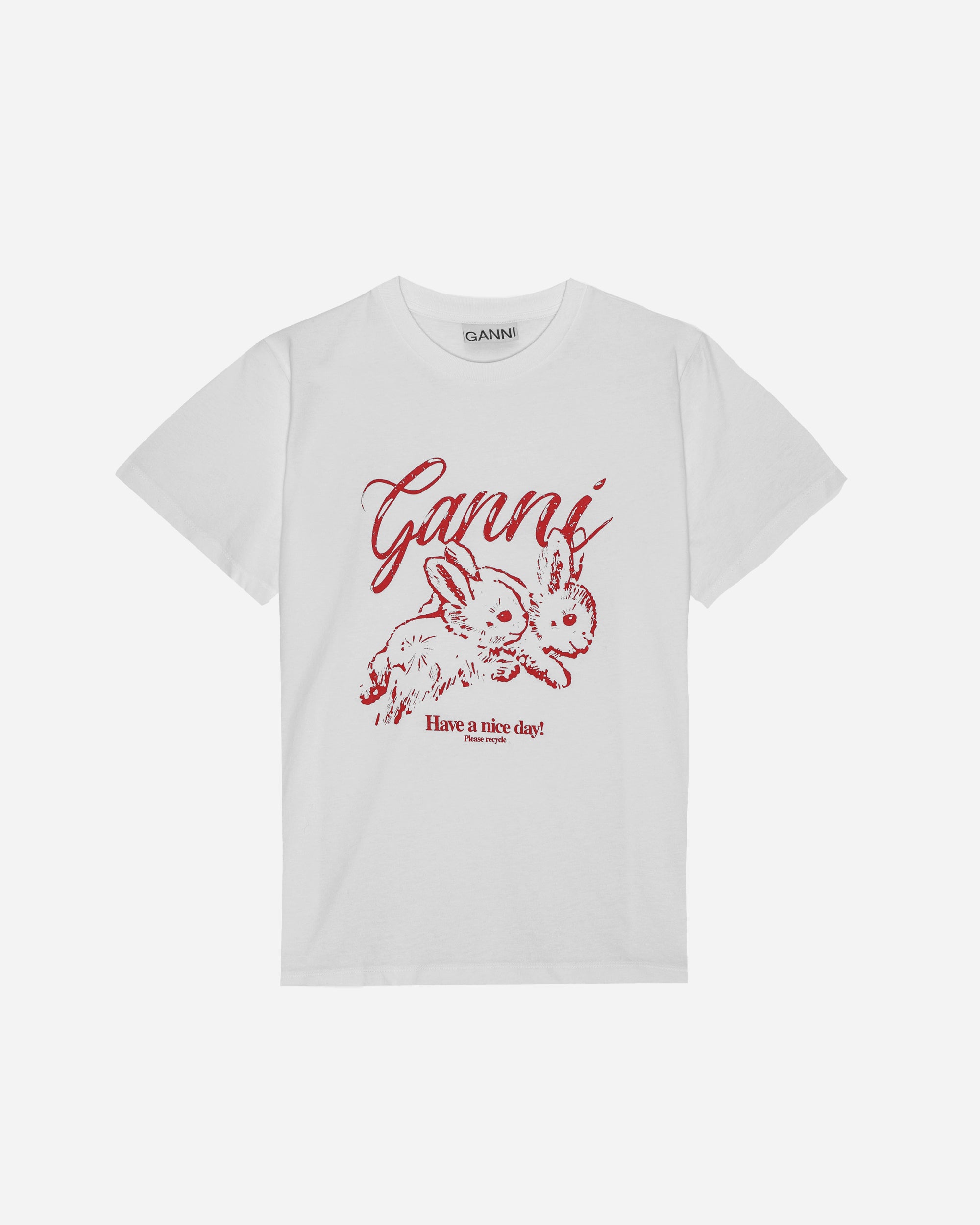 Ganni Basic Jersey Bunnies Relaxed T-shirt Bright White T3994